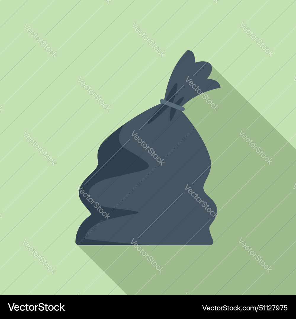 Cleaning full bag of trash icon flat Royalty Free Vector