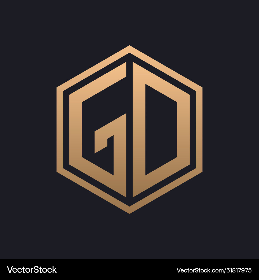 Elegant hexagon letter gd logo design initial Vector Image