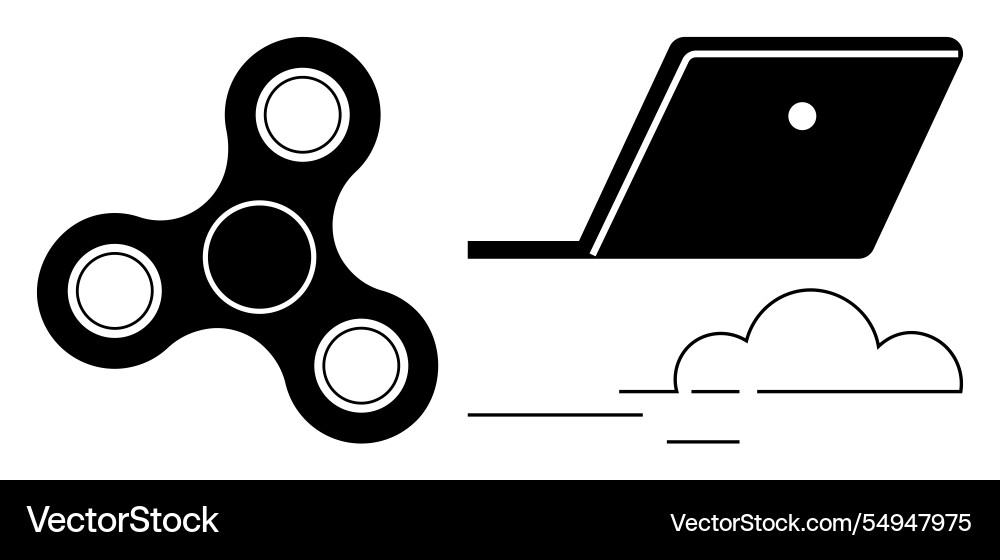 Fidget spinner and laptop with cloud balance Vector Image