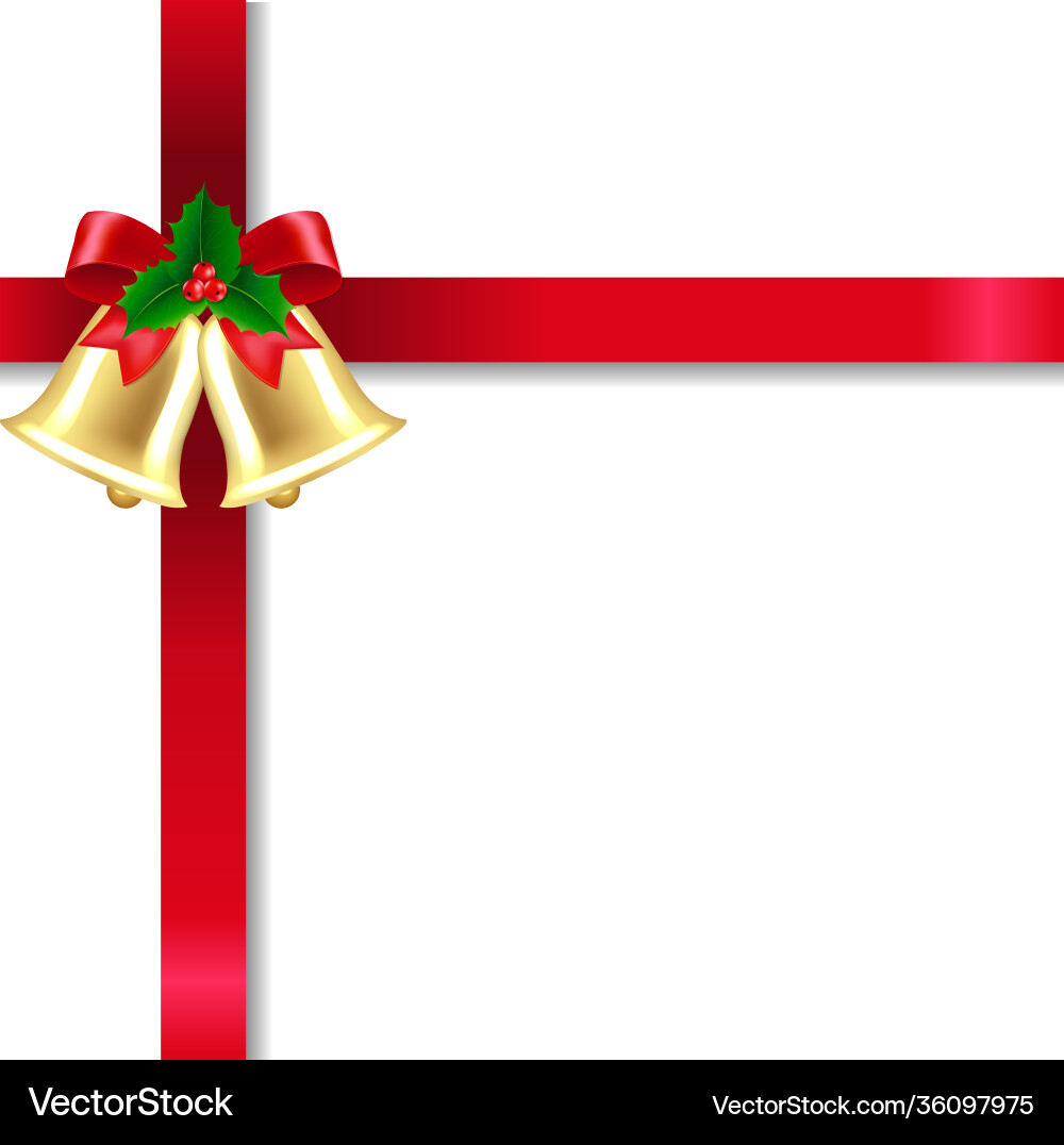 Golden Christmas Banner with Bells Royalty Free Vector Image