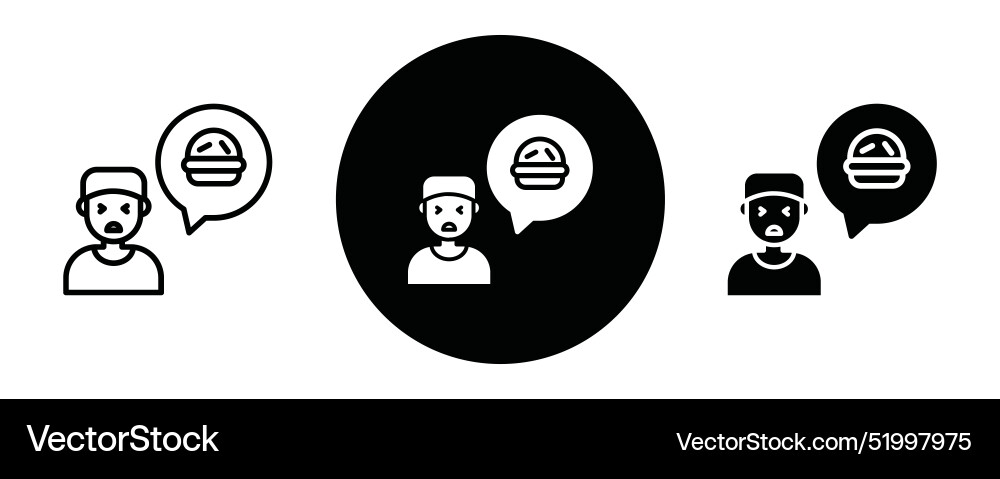 Hungry outline icon collection or set thin Vector Image