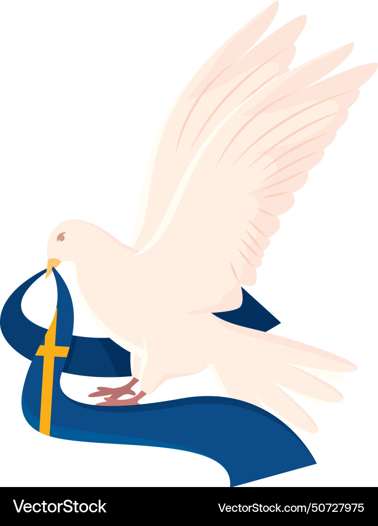Peace dove character with flag Royalty Free Vector Image