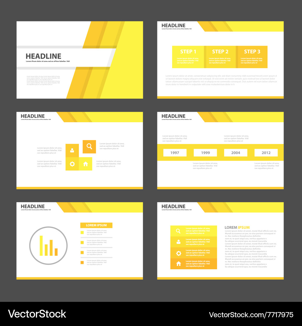 Yellow tone presentation templates infographic set