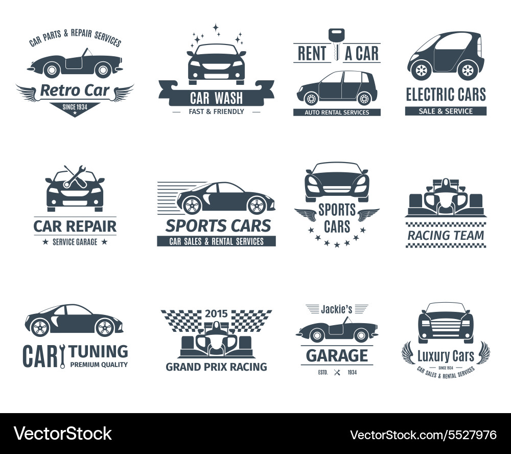 Car logo set black Royalty Free Vector Image - VectorStock