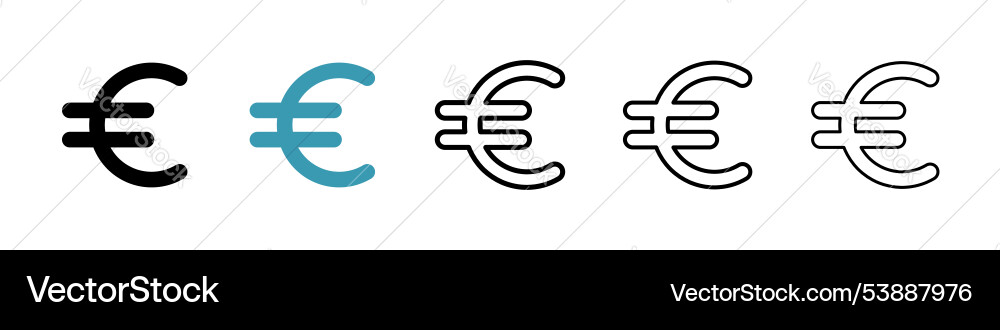 Euro Icon Set Lizenzfreies Vektorbild - VectorStock