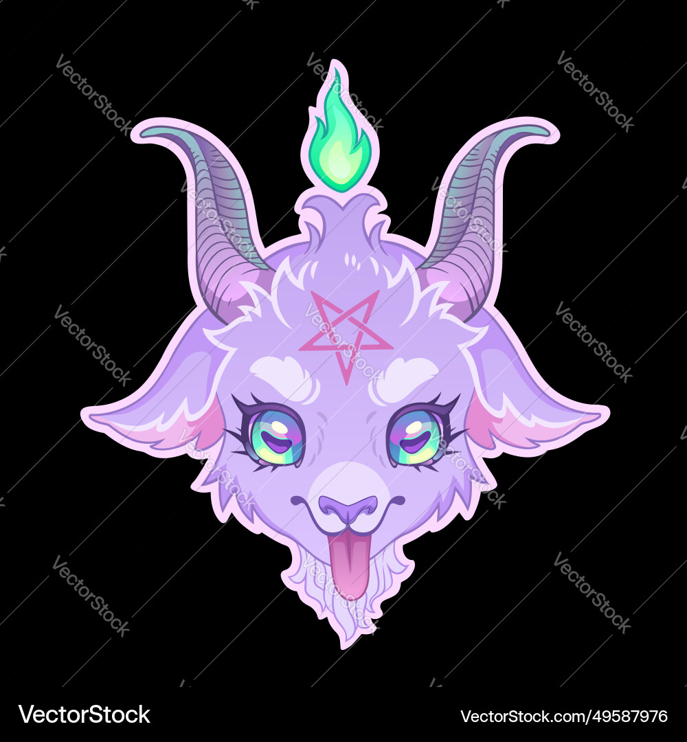Funny cute baphomet head drawing Royalty Free Vector Image