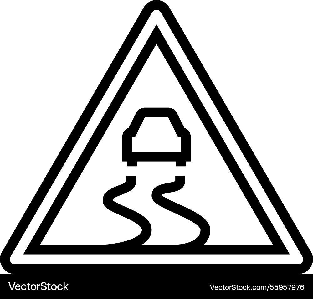 Icy roads car driving obstacles line icon Vector Image