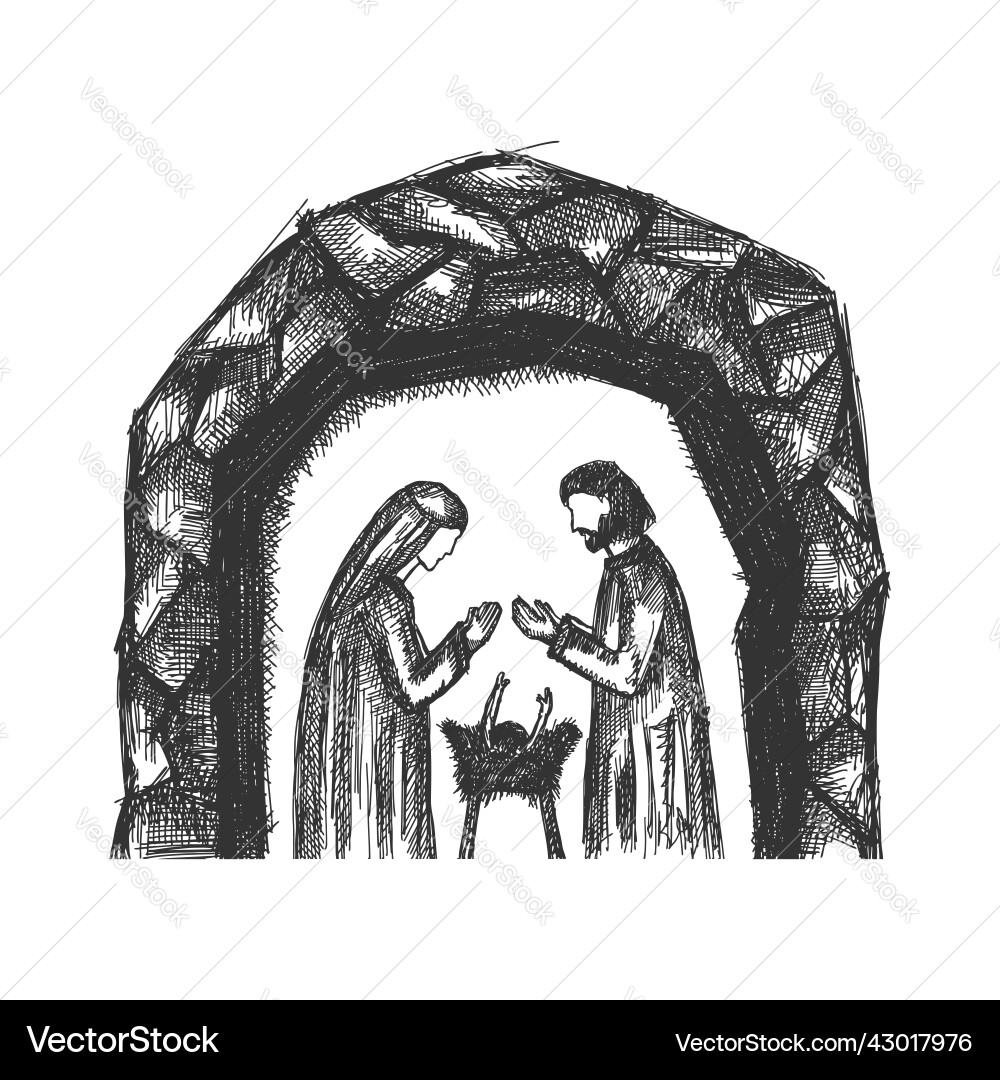 Joseph and mary with little jesus Royalty Free Vector Image