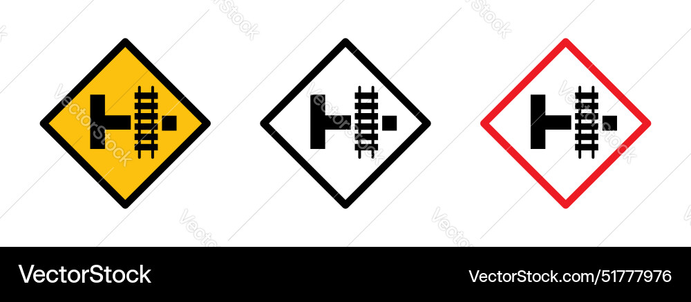 Railroad crossing sign set rail road Royalty Free Vector