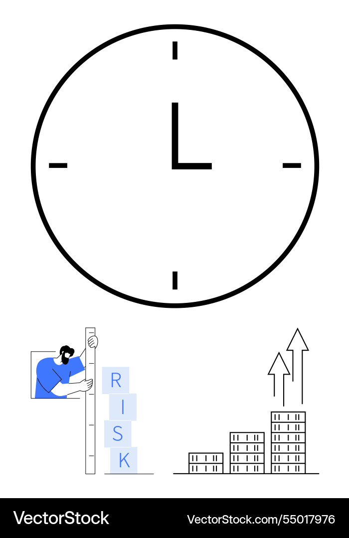 Risk management and growth concept with clock and Vector Image