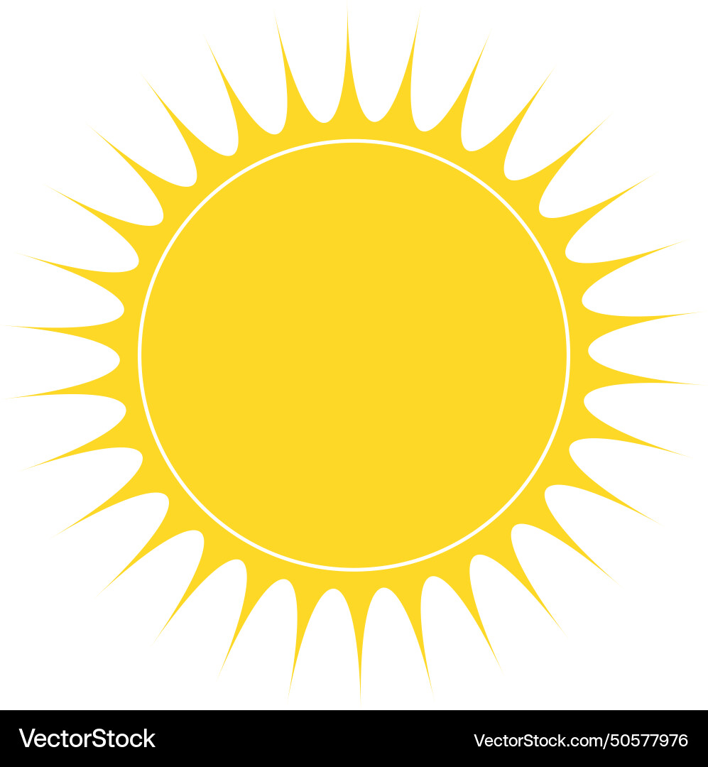 Round golden sun drawing isolated on white Vector Image