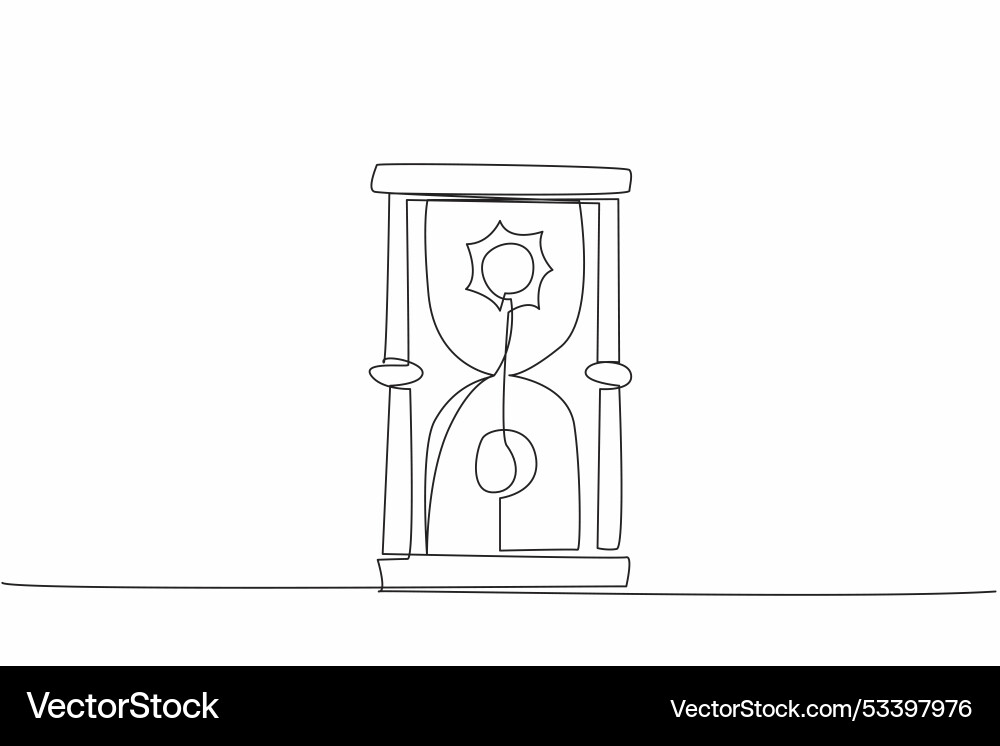 Single one line drawing hourglass as a marker Vector Image