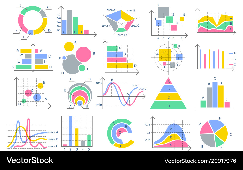 Stats charts graphics Royalty Free Vector Image