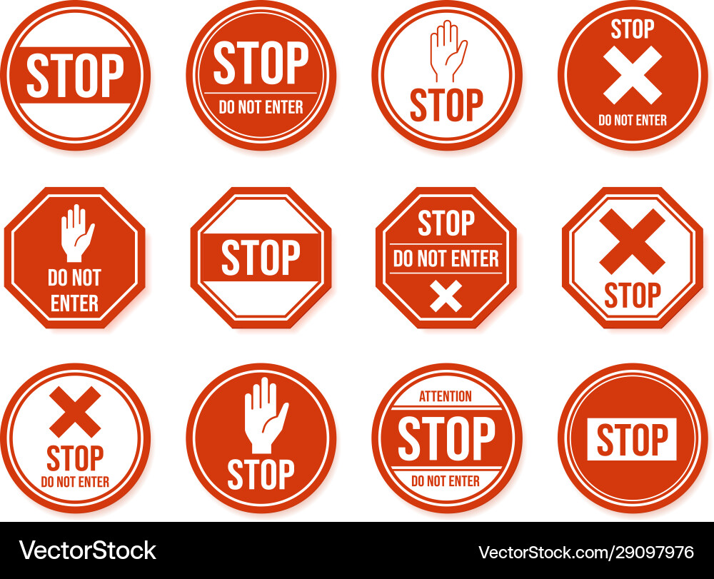 Stop road sign traffic symbol Royalty Free Vector Image