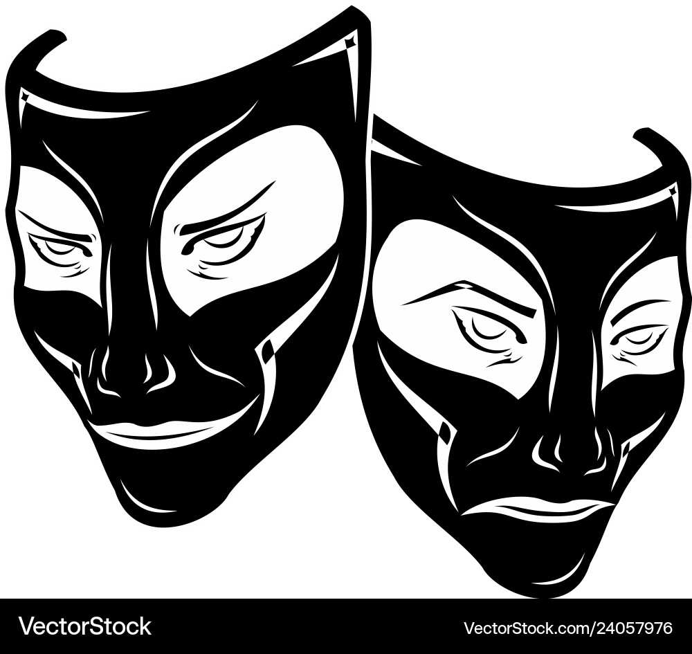 Theatrical masks Royalty Free Vector Image - VectorStock