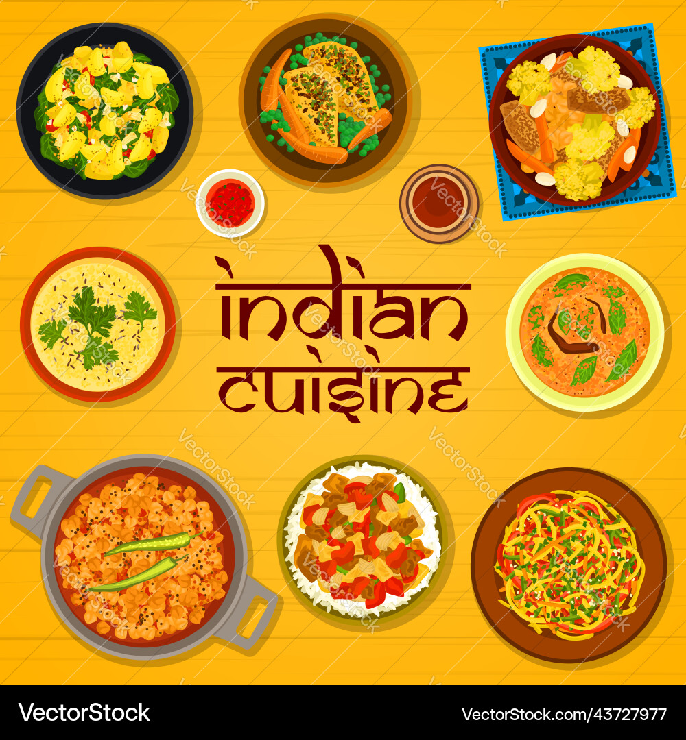 Indian cuisine restaurant menu cover template Vector Image