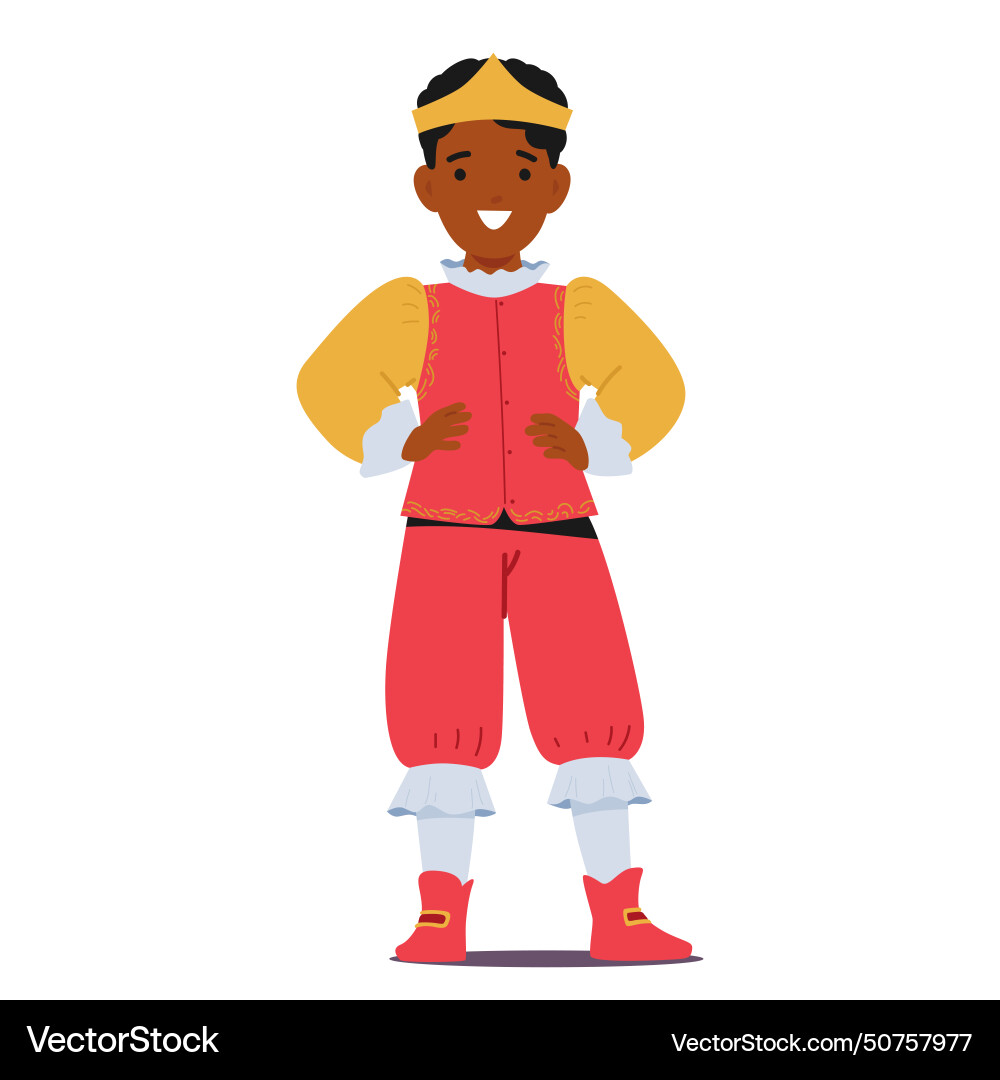 Little black boy character in prince costume Vector Image