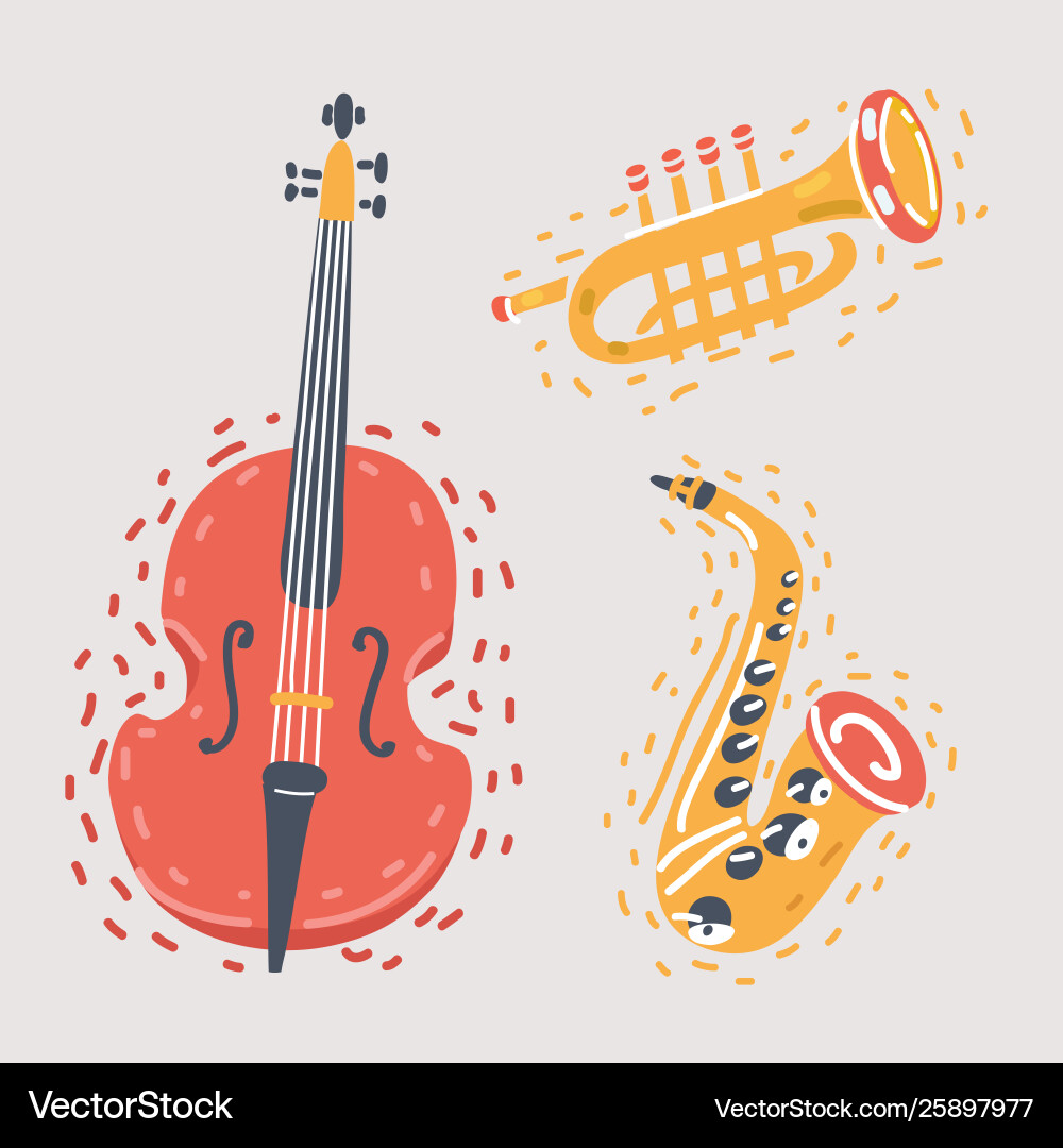 Music instruments objects Royalty Free Vector Image