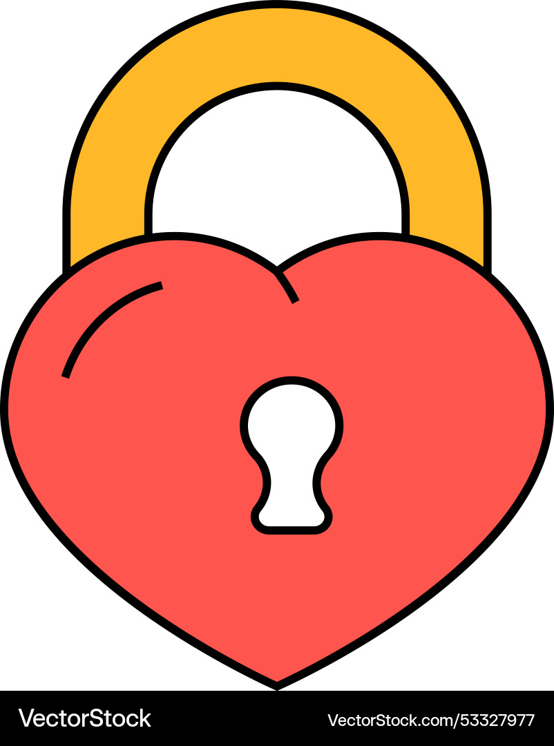 Padlock in heart form icon color Royalty Free Vector Image