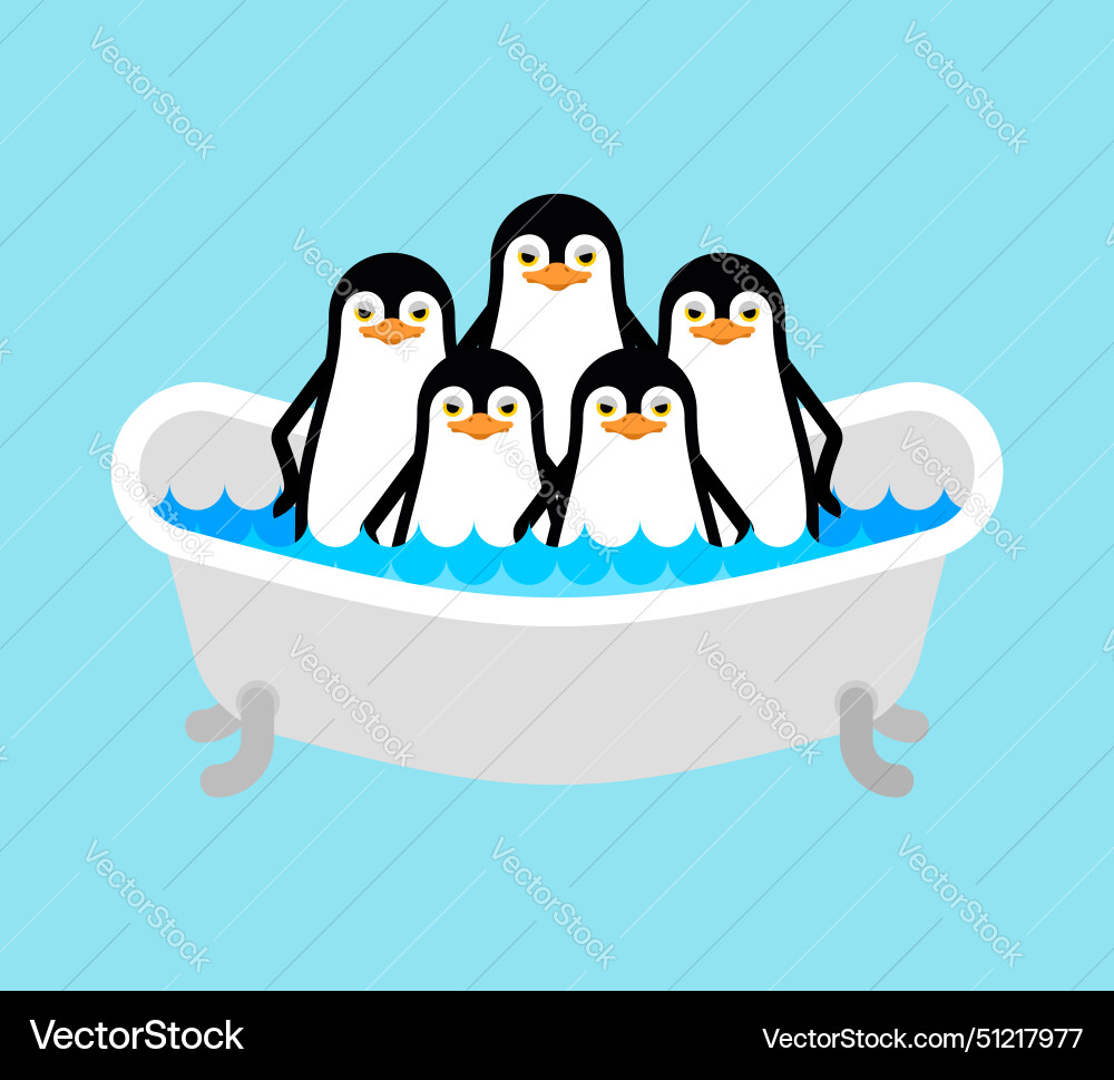 Penguin in bath flightless seabird Royalty Free Vector Image