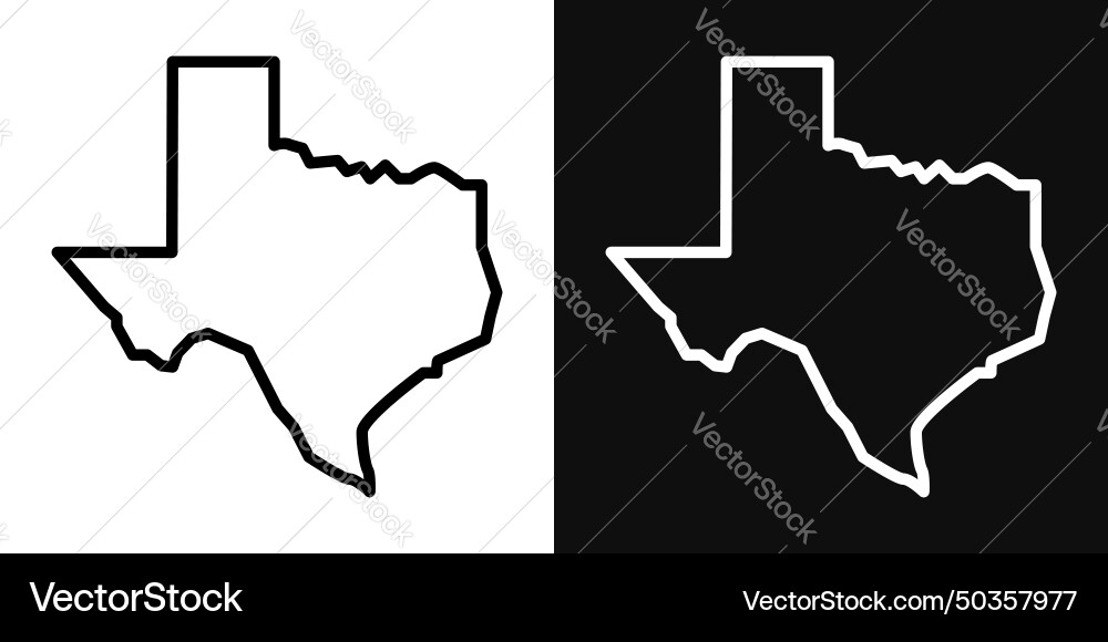 Texas map icon set state shape and flag symbol Vector Image