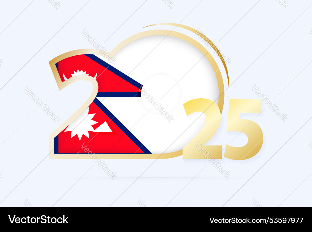 Year 2025 with nepal flag pattern Royalty Free Vector Image