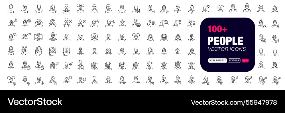 100 people diversity and inclusivity icons user Vector Image