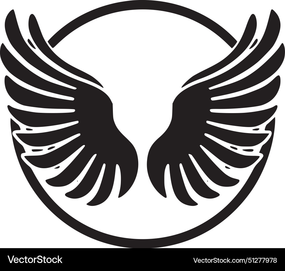Angel wings - black and white isolated icon Vector Image