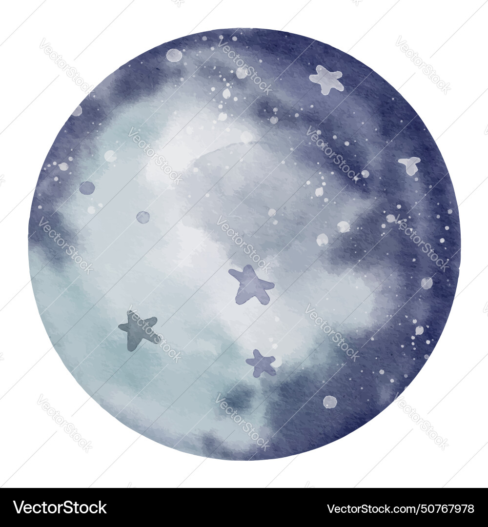 Blue planet watercolor hand drawn Royalty Free Vector Image