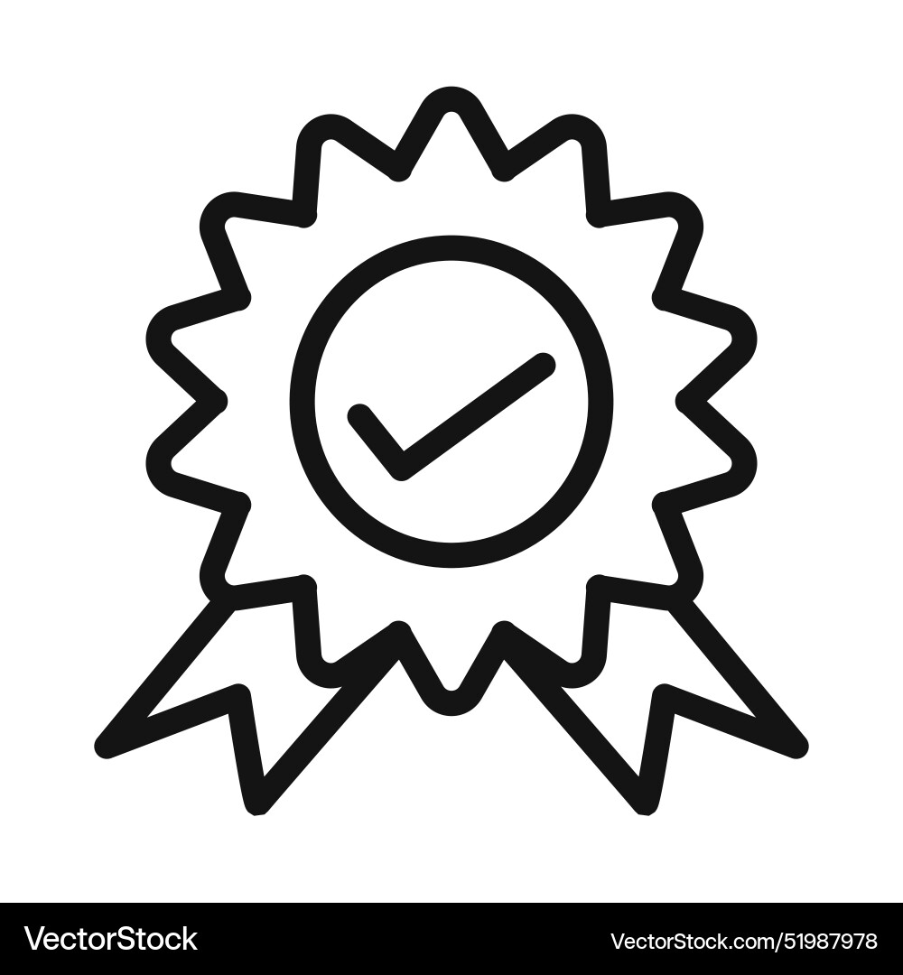 Certificate icon mark in filled style Royalty Free Vector