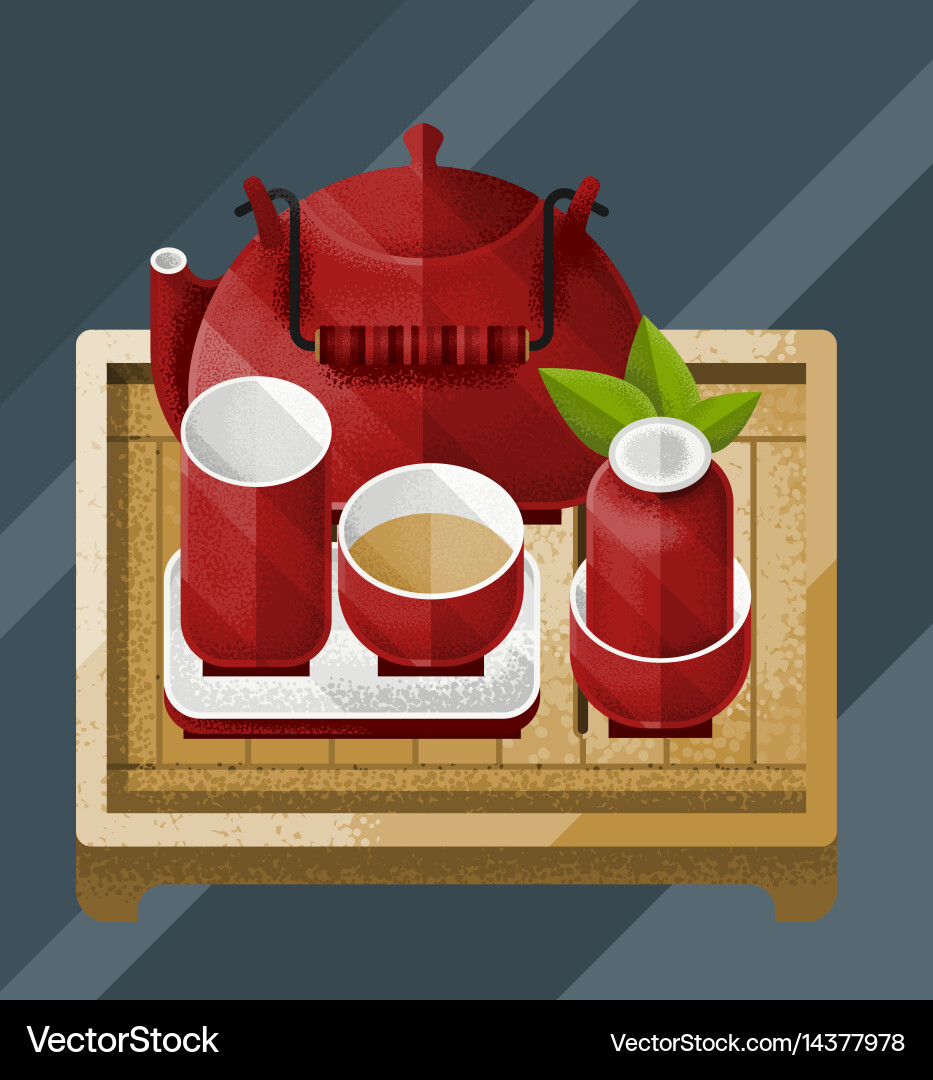 Colorful chinese tea table concept Royalty Free Vector Image