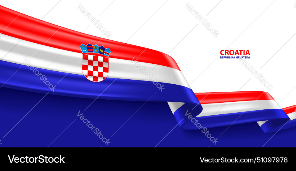Croatia 3d ribbon flag Royalty Free Vector Image