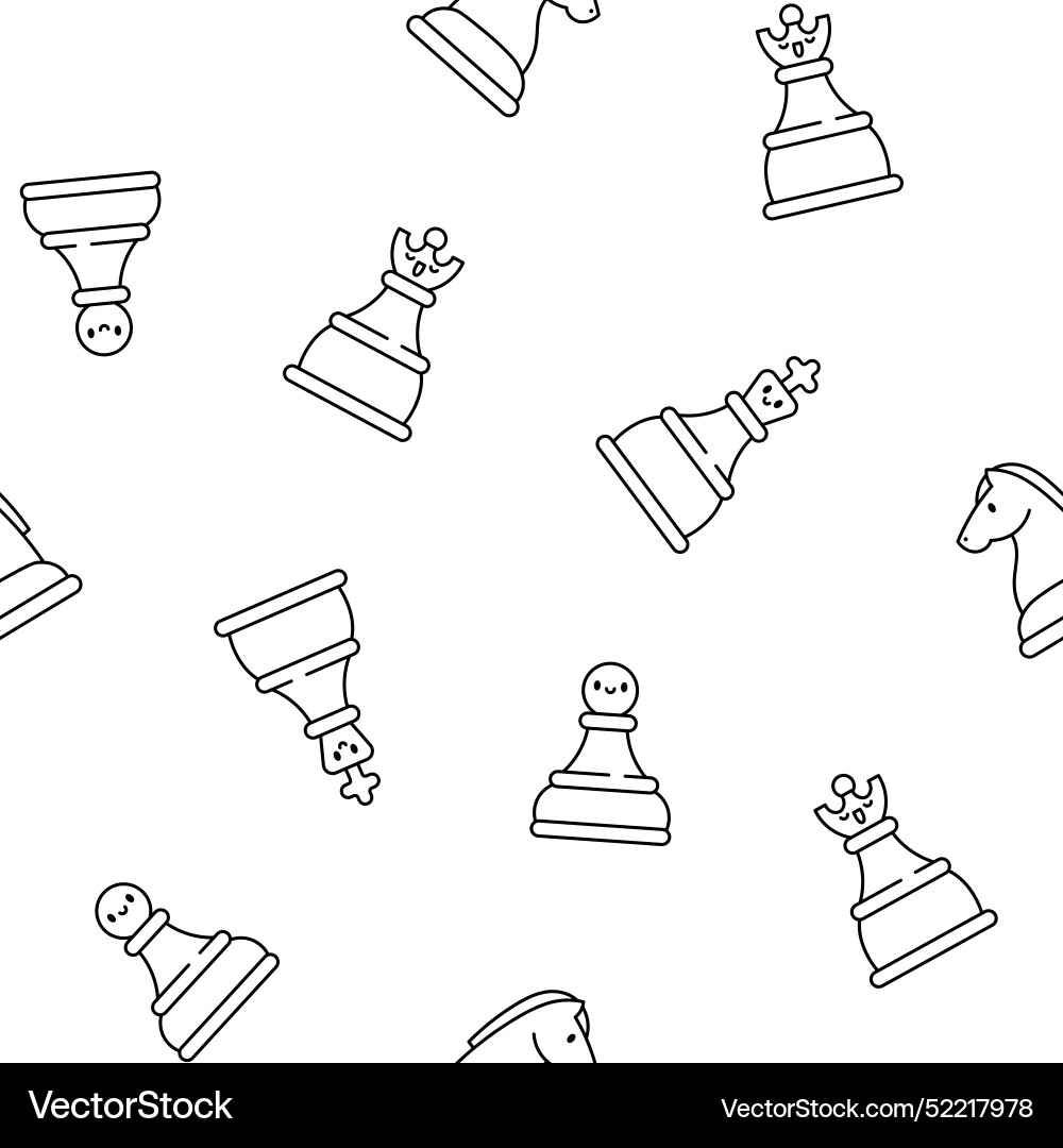 Cute chess pieces with happy face coloring page Vector Image