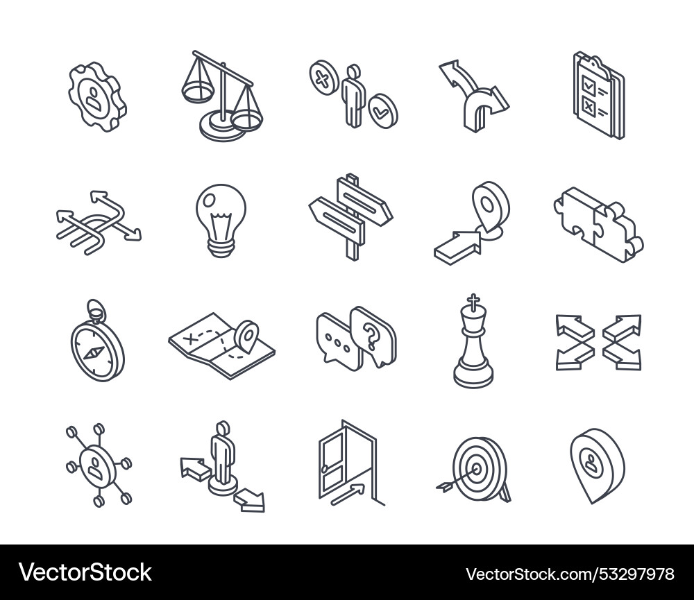 Decision making line icon set outline signs Vector Image