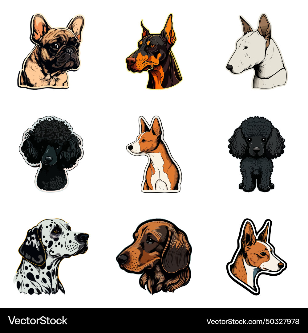 Dog stickers flat icon set isolated on white Vector Image