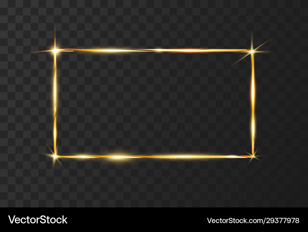 Golden shiny glowing frame Royalty Free Vector Image