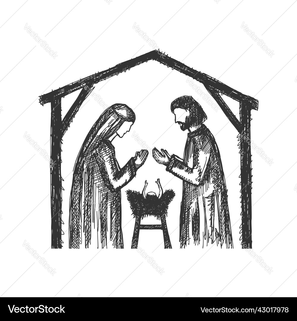 Joseph and mary with little jesus Royalty Free Vector Image