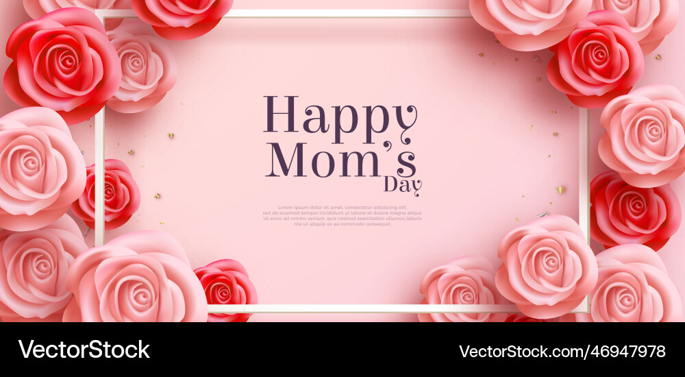 Pink Flowers Mothers Day Greeting Royalty Free Vector Image