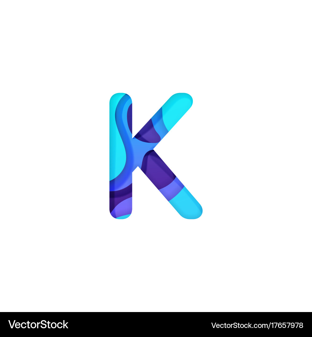 Realistic paper cut letter k Royalty Free Vector Image