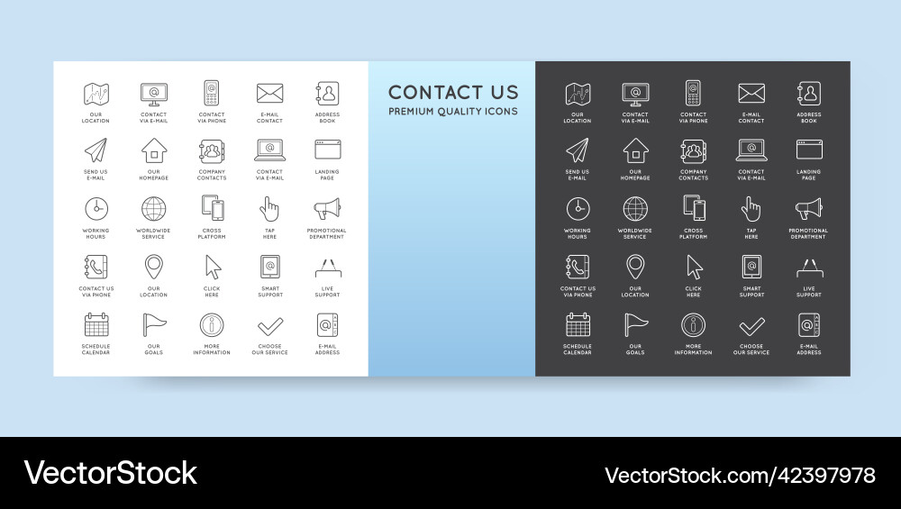 Set of contact us service elements and assistance Vector Image