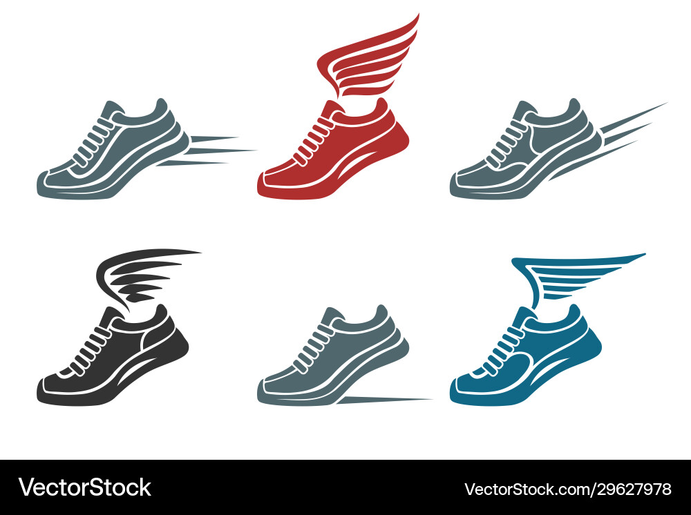 Sport shoes emblem set Royalty Free Vector Image