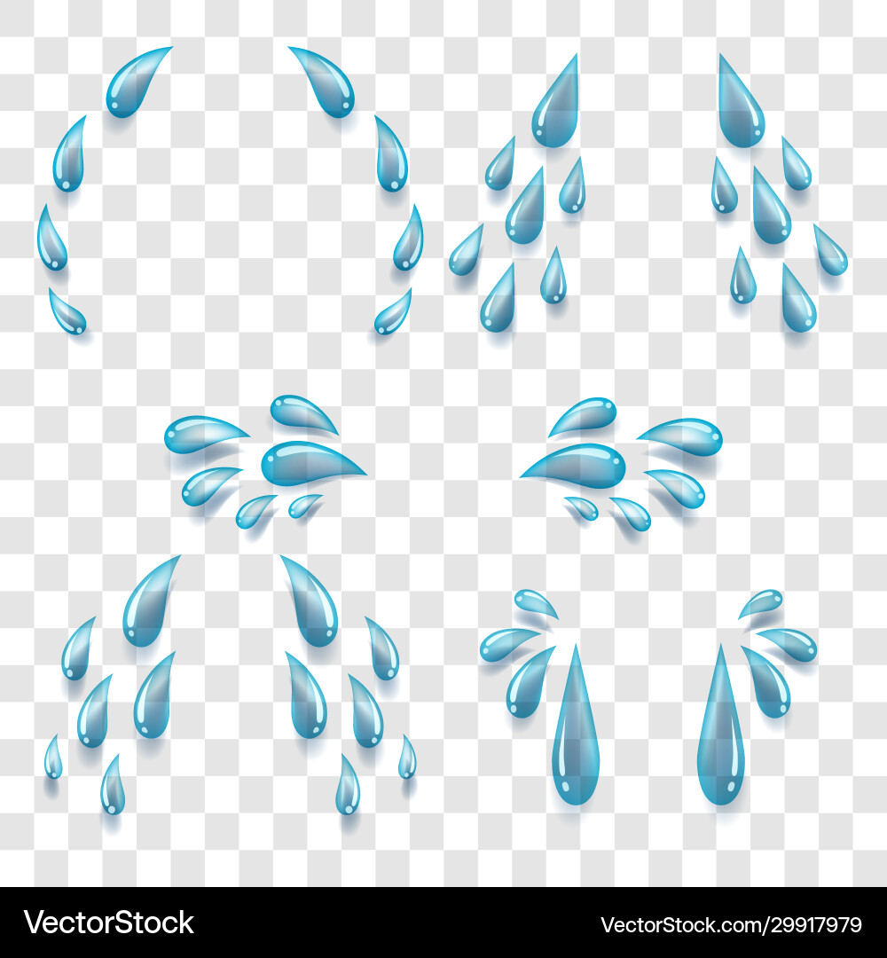 Cartoon 3d teardrops on transparent Royalty Free Vector