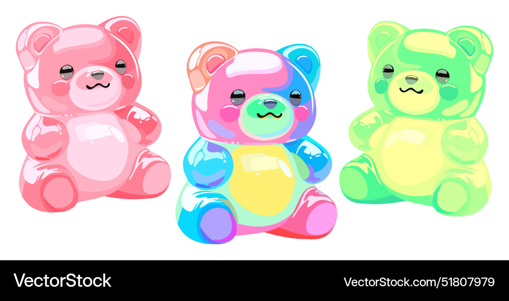 Colorful gummy bears jelly bear fruit gummies Vector Image