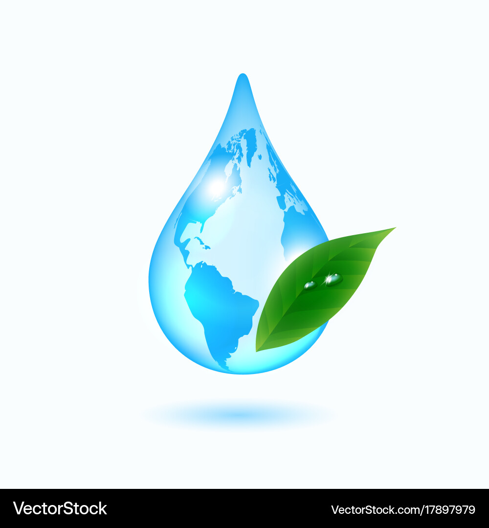 Earth drop with green leaf Royalty Free Vector Image