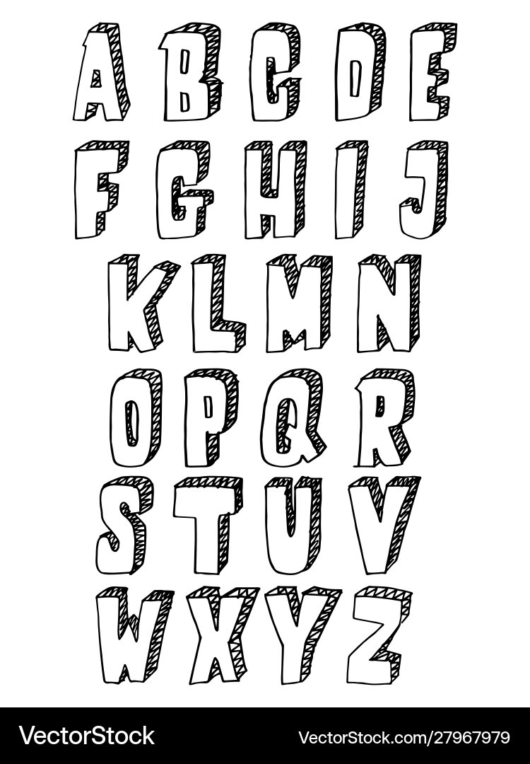 Hand drawn set alphabet letters font Royalty Free Vector