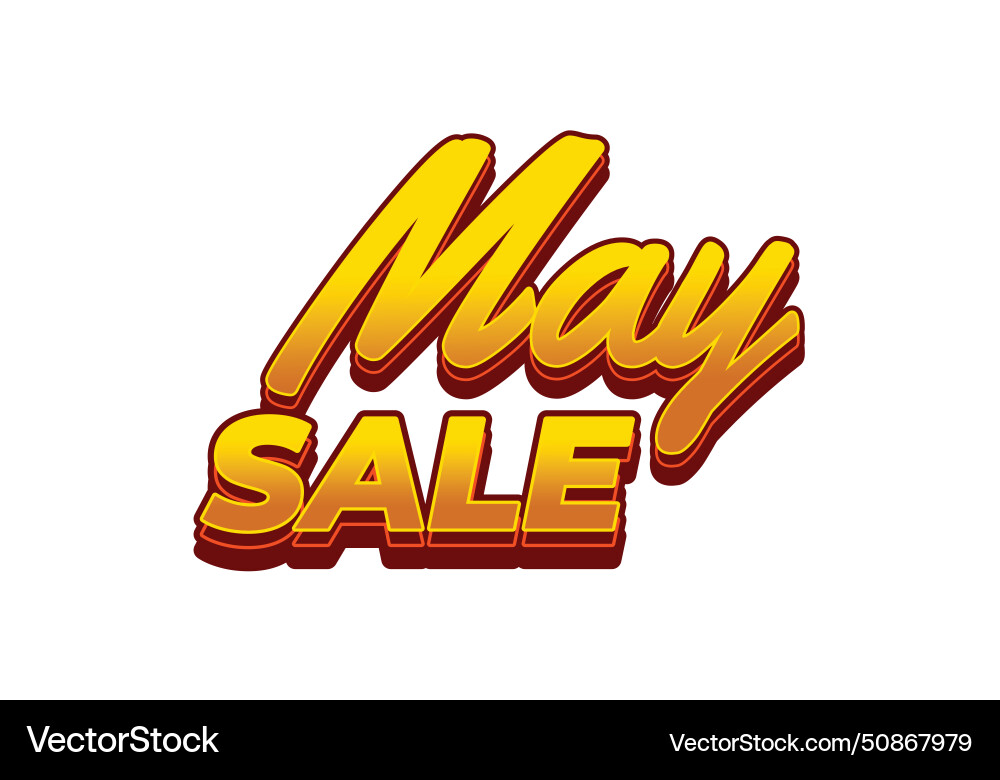 May sale text effect in 3 dimensions style and Vector Image