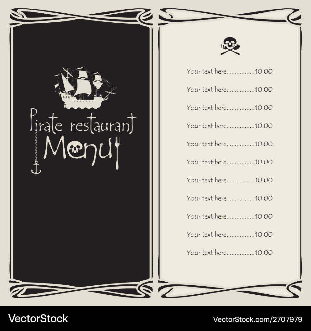 Pirate menu Royalty Free Vector Image - VectorStock