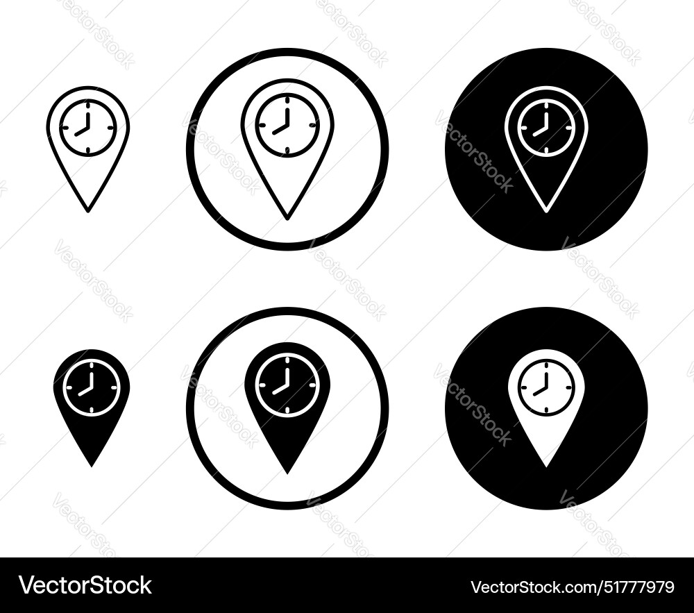 Real time location icon set present place Vector Image