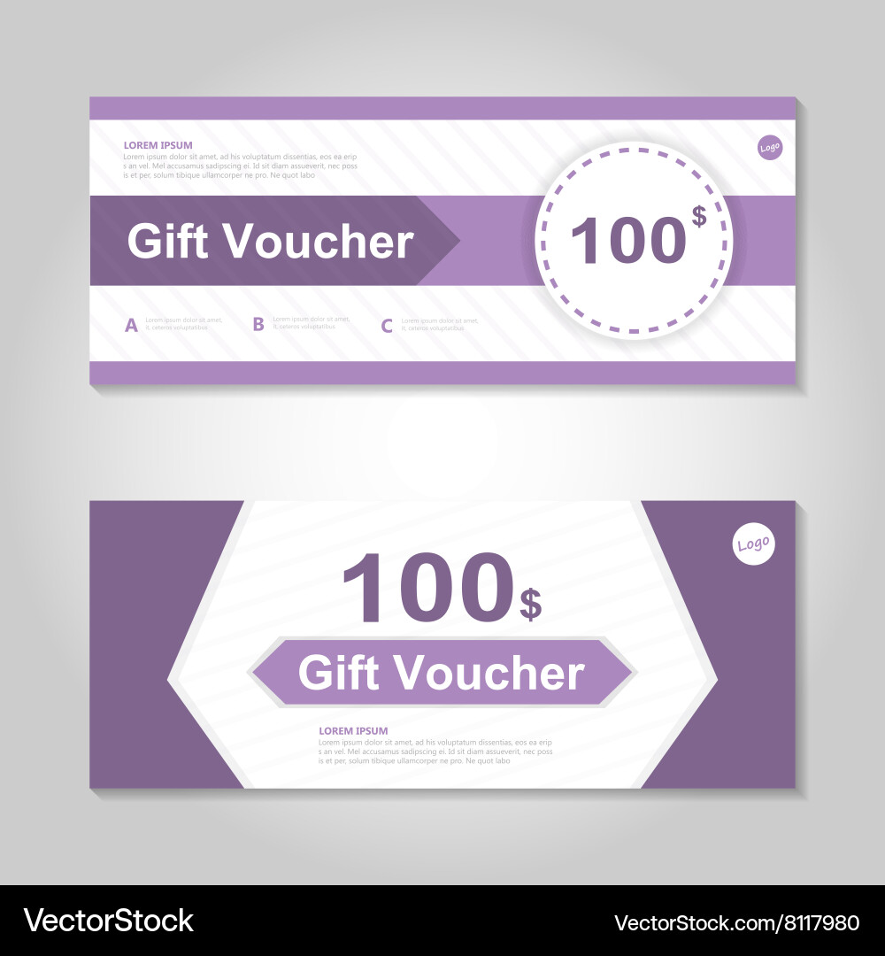 Cute purple gift voucher template layout set Vector Image