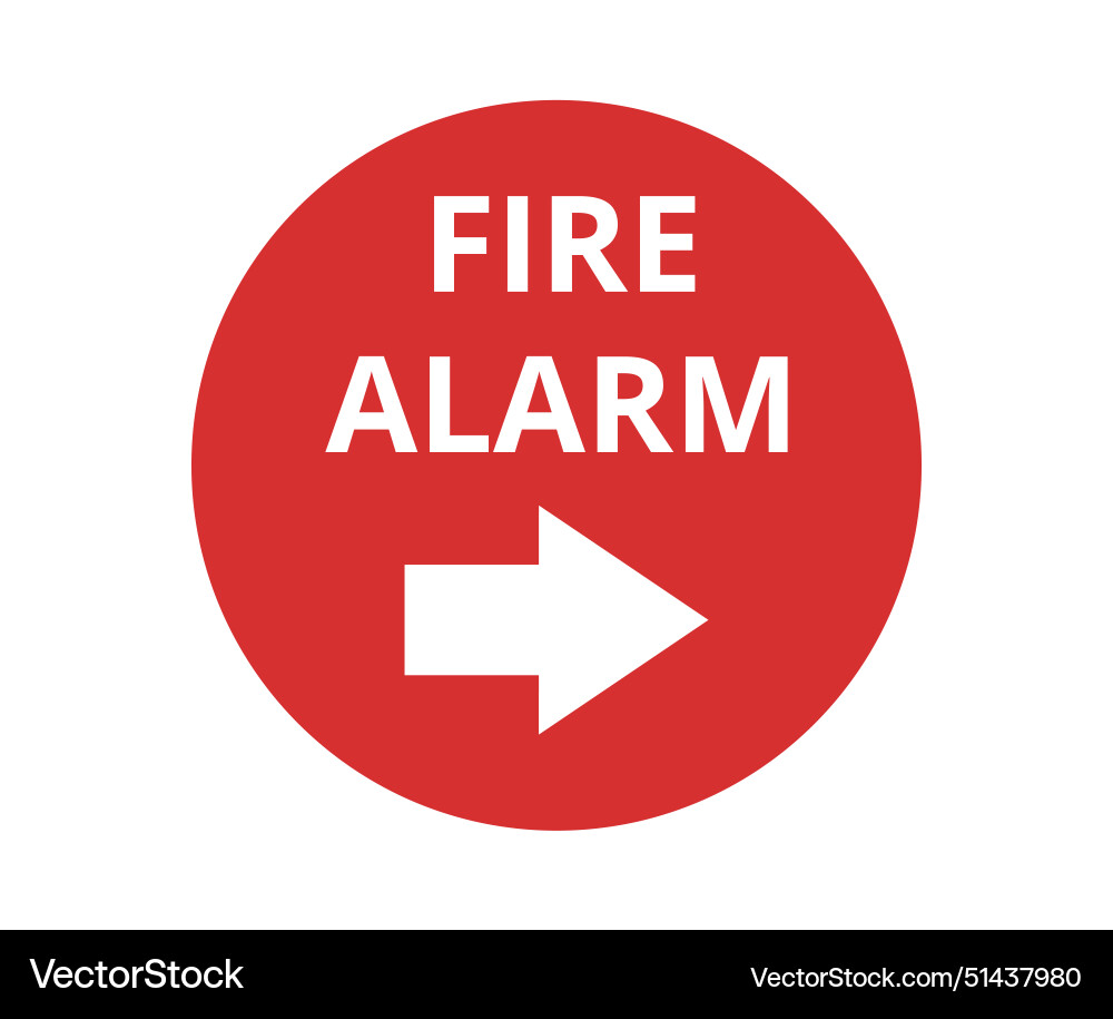 Fire alarm with right arrow symbol Royalty Free Vector Image